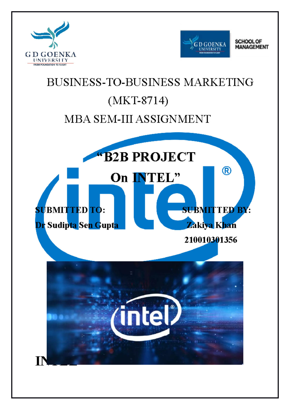 B2B Assignment - BUSINESS-TO-BUSINESS MARKETING (MKT-8714) MBA SEM-III ASSIGNMENT “B2B PROJECT ...