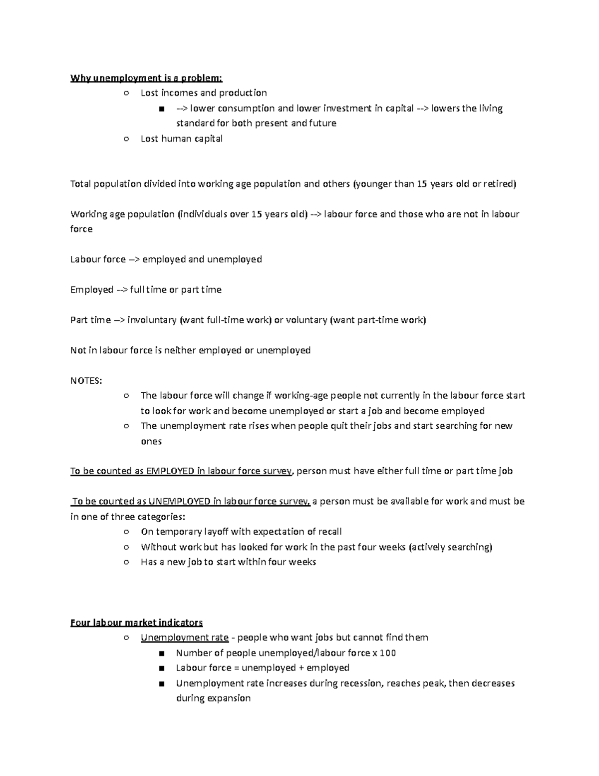 Macroeconomics Chapter 5 - Why unemployment is a problem: Lost incomes ...