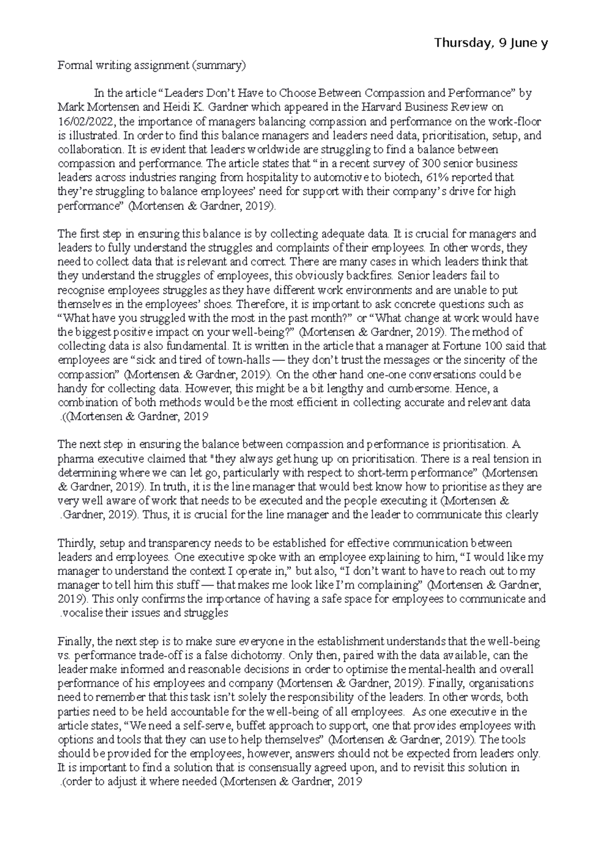 Assignment formal writing - Thursday, 9 June y Formal writing ...