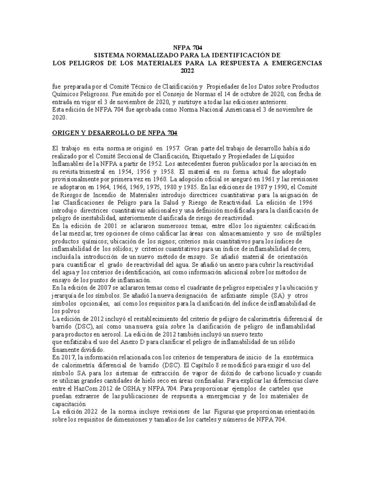 NFPA 704 ROMBO DE SEGURIDAD O DIAMAMNTE DE SUSTANCIAS PELIGROSAS, NORMA ...