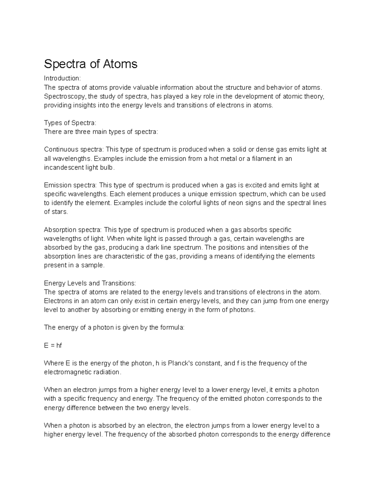 General Physics Iii Phy 2040 Lecture 13 Spectra Of Atoms Spectra