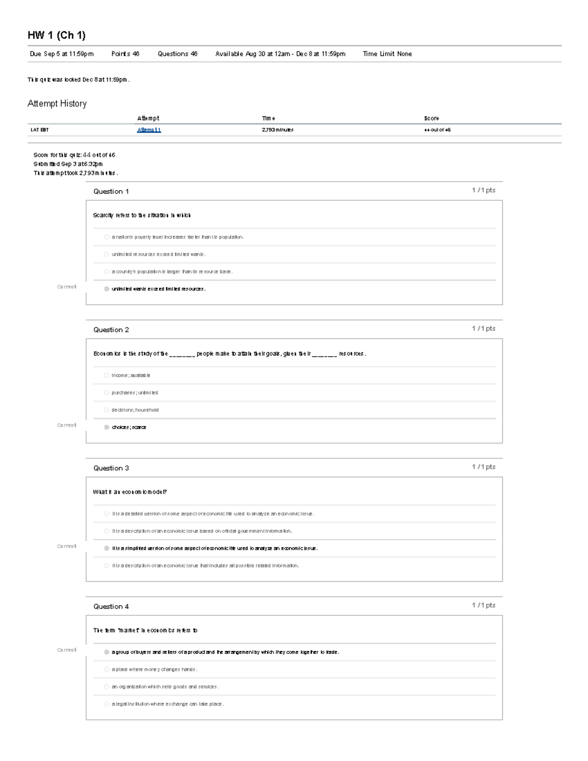 HW 1 (Ch 1) ECON-2020-004 Intro to Microeconomics Fall Term 2022 - HW 1 (Ch 1) Due Sep 5 at 11 ...
