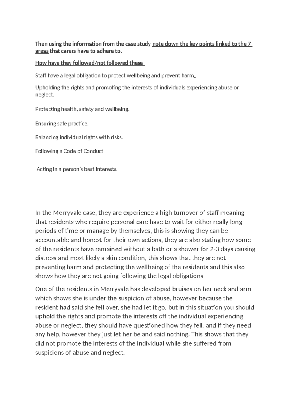 Case studies assignment - Then using the information from the case ...