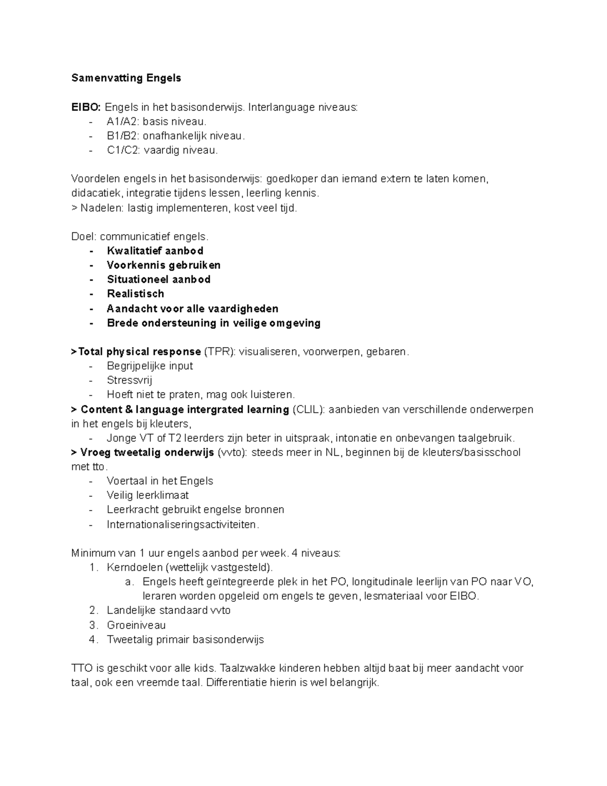 Engels samenvatting h1-3 - Samenvatting Engels EIBO: Engels in het ...