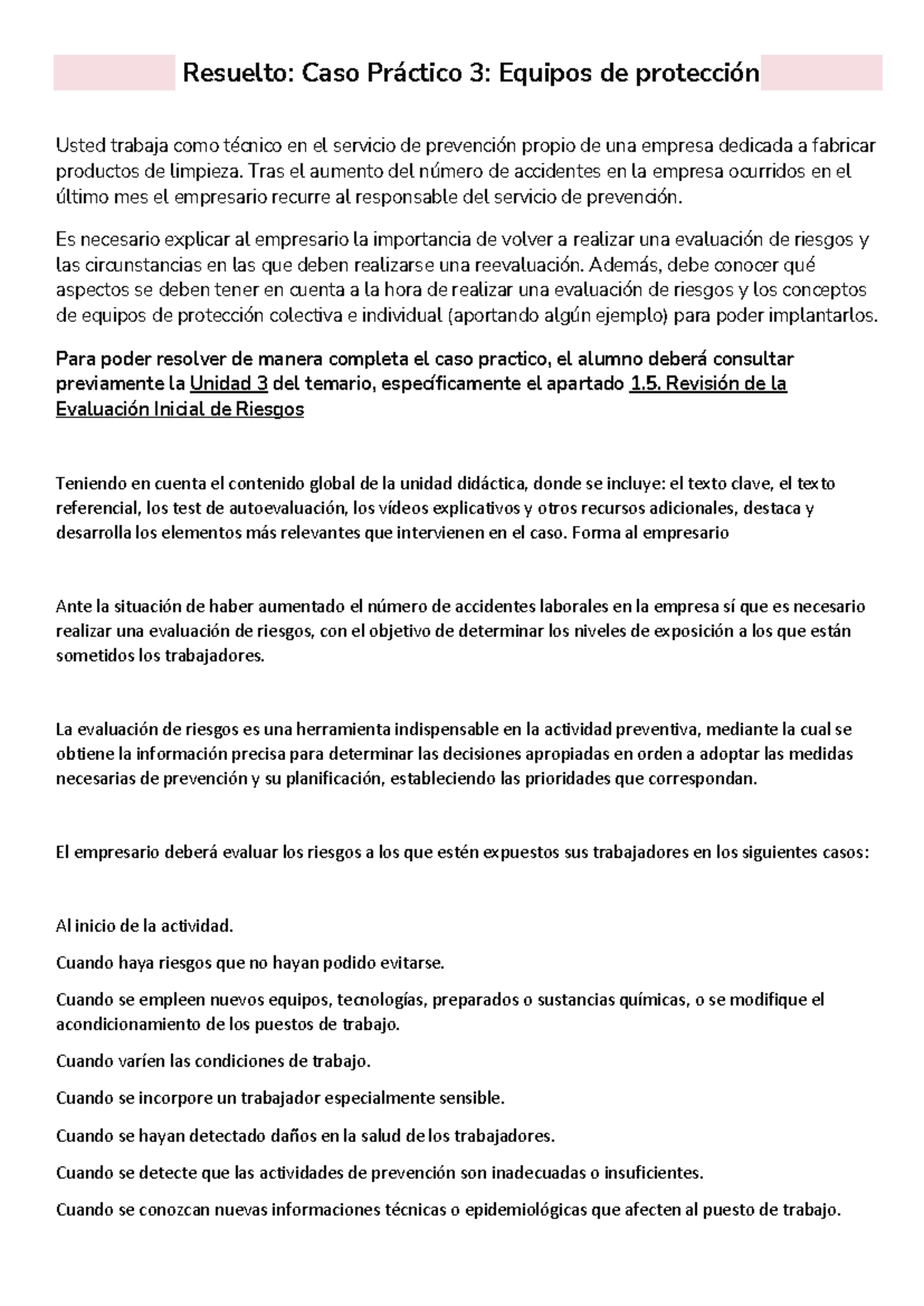 Resuelto Caso Práctico 3 Equipos de protección - Resuelto: Caso Práctico 3: Equipos de ...