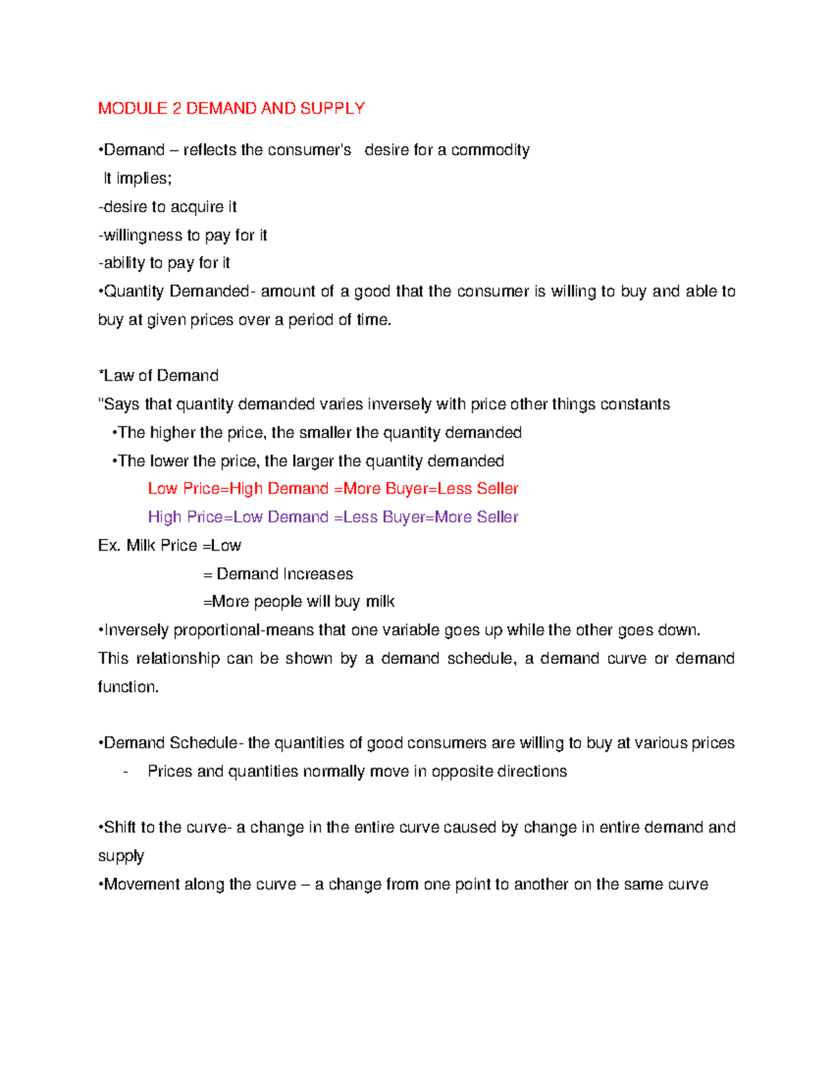 Module-2- Demand-AND- Supply - MODULE 2 DEMAND AND SUPPLY Demand ...