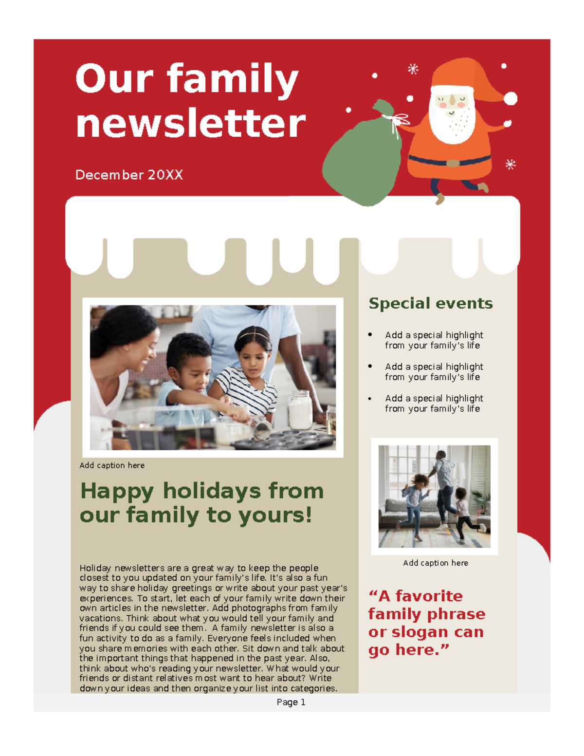 Document - this is notes - Our family newsletter December 20XX Add ...