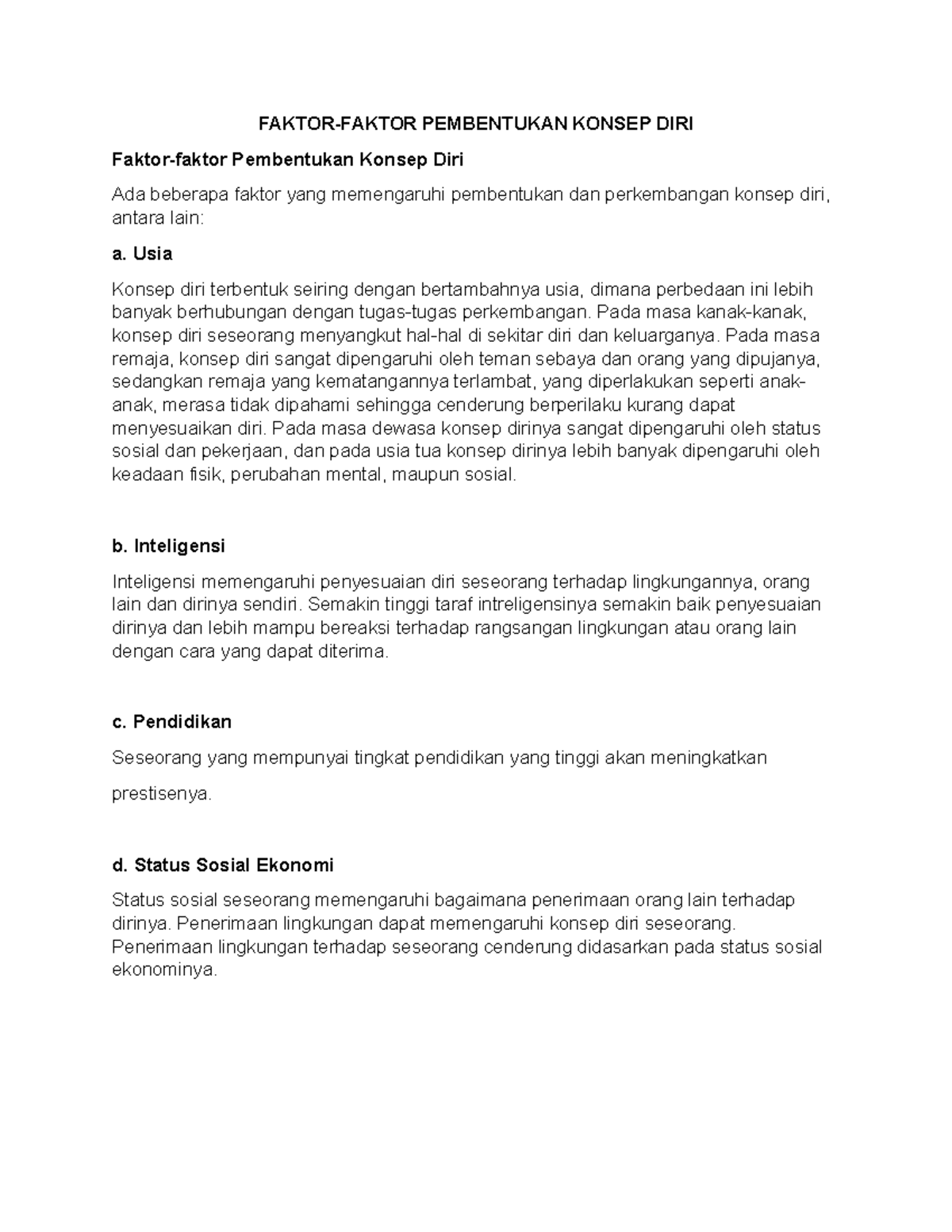 Faktor-Faktor Pembentukan Konsep Diri - FAKTOR-FAKTOR PEMBENTUKAN ...