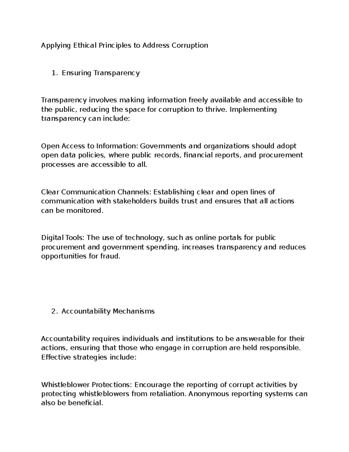 Applying ethical principles - Ensuring Transparency Transparency ...