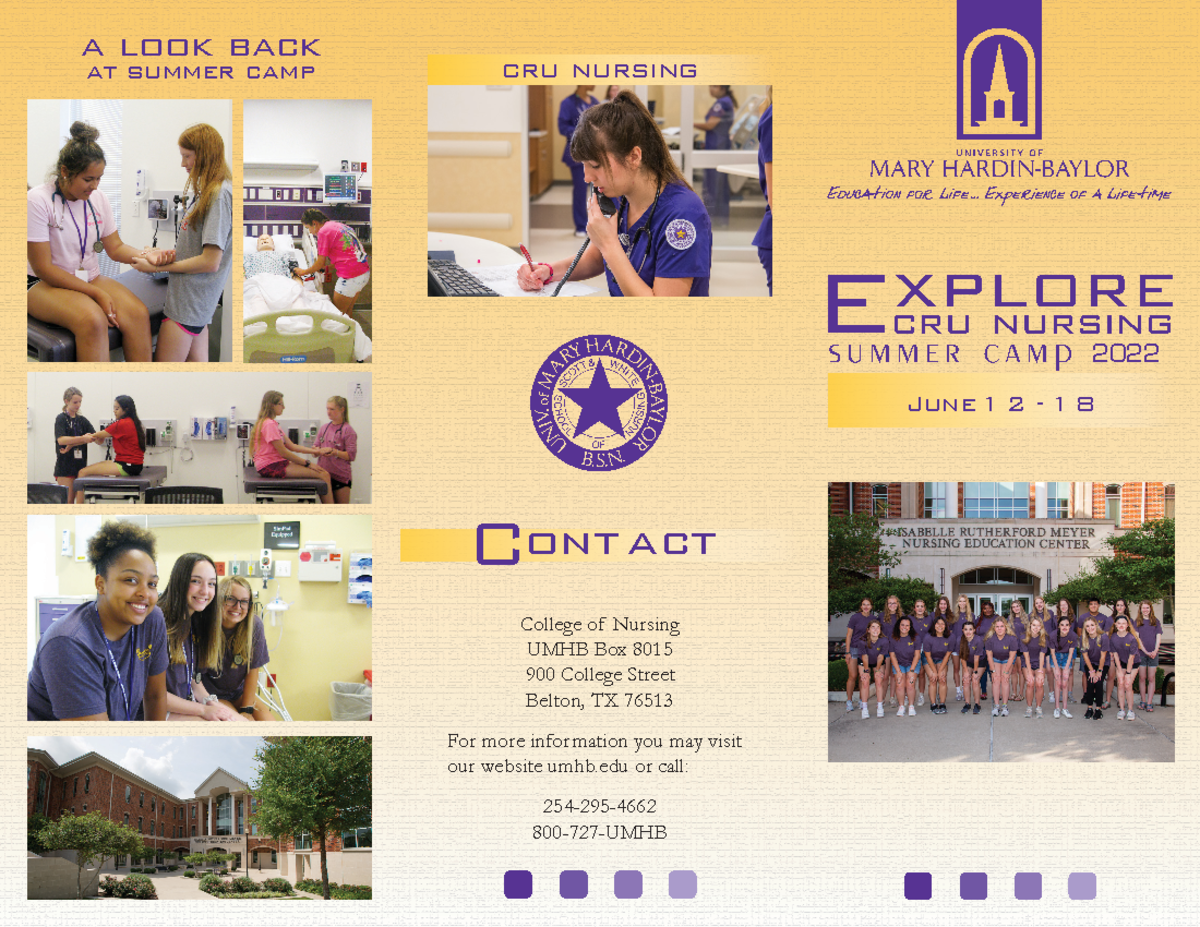 Nursing-Brochure-2022 2 - cru nursing Cont act College of Nursing UMHB Box 8015 900 College ...