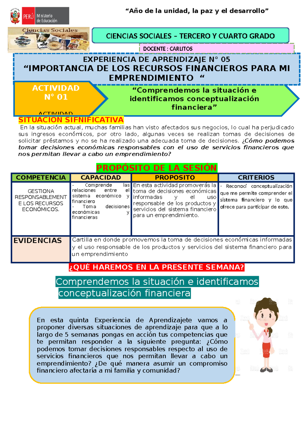 Experiencia DE Aprendizaje N° 05 - Actividad N° 01 - 3ERO Y 4TO- Ciencias Sociales ...