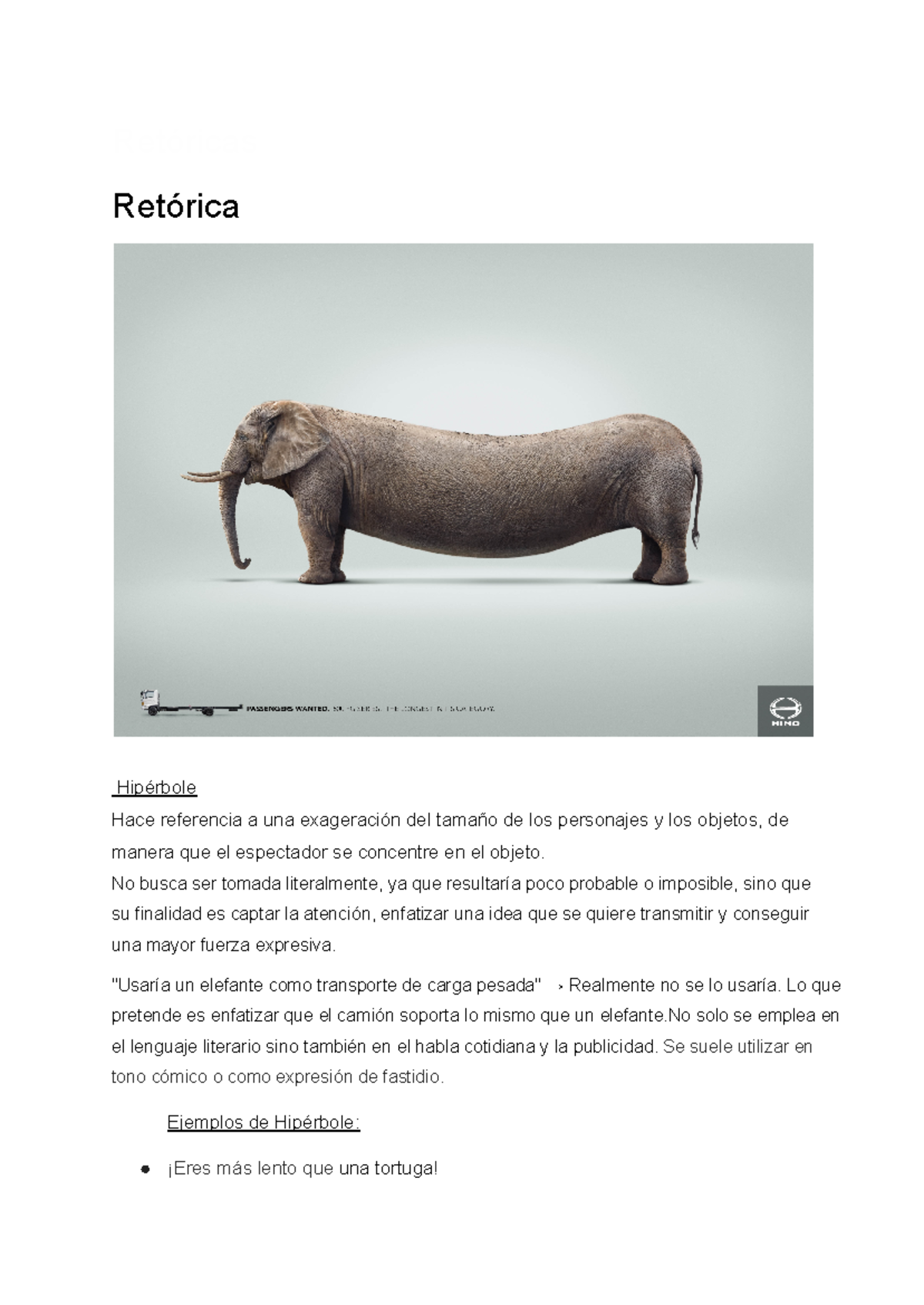 Figura Retóricas - Retóricas Retórica Hipérbole Hace referencia a una ...
