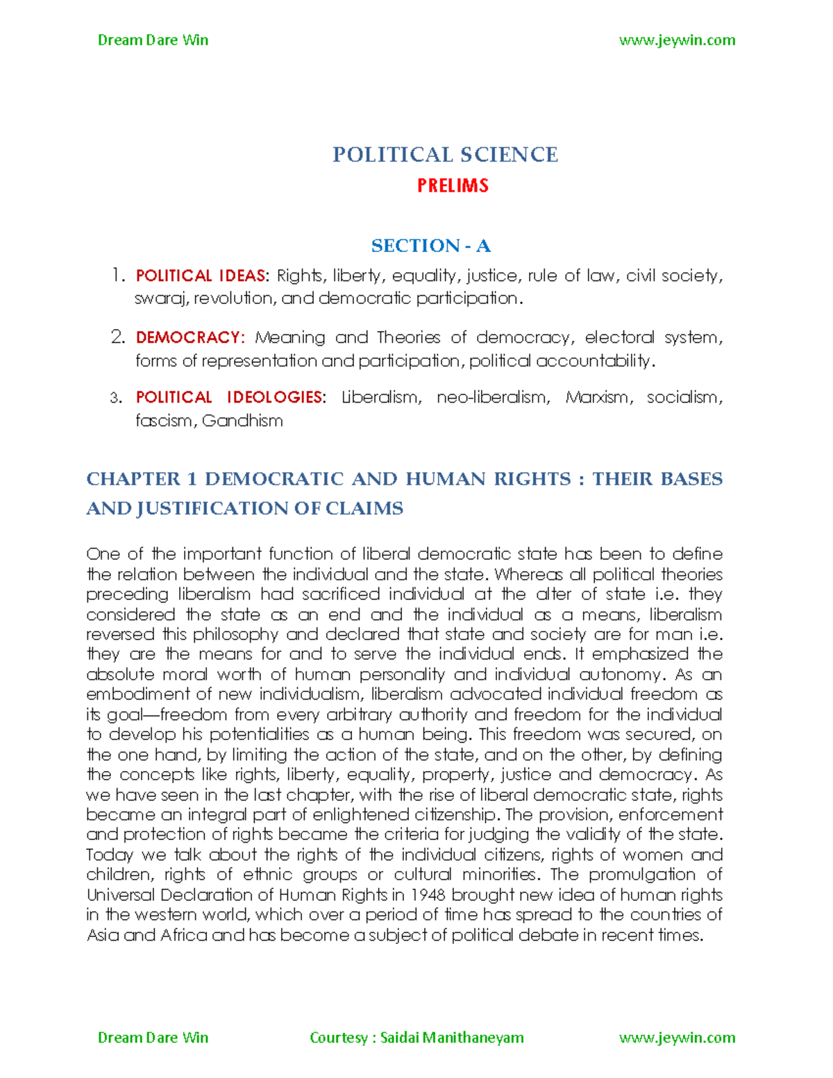 Optional Political Science Part 2 - POLITICAL SCIENCE - Studocu