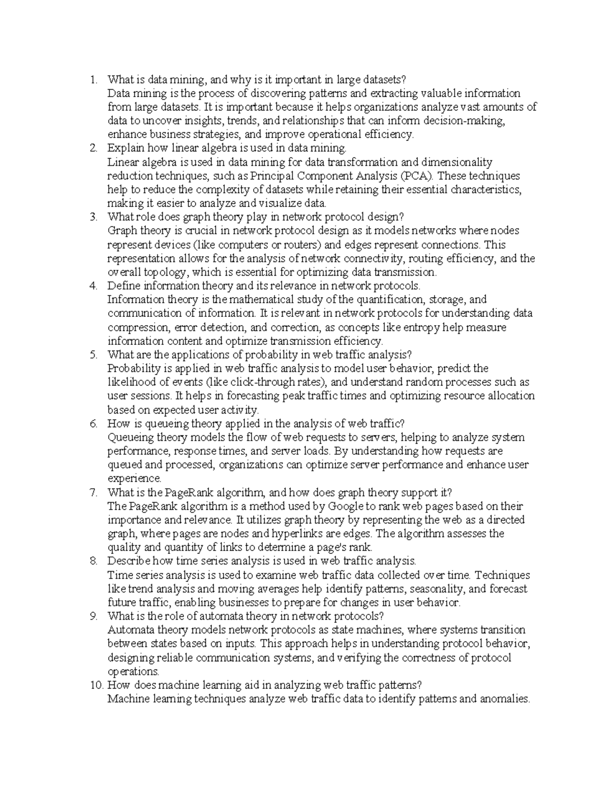 Unit 5 Data mining, Network protocols, analysis of Web traffic - 1. What is data mining, and why ...