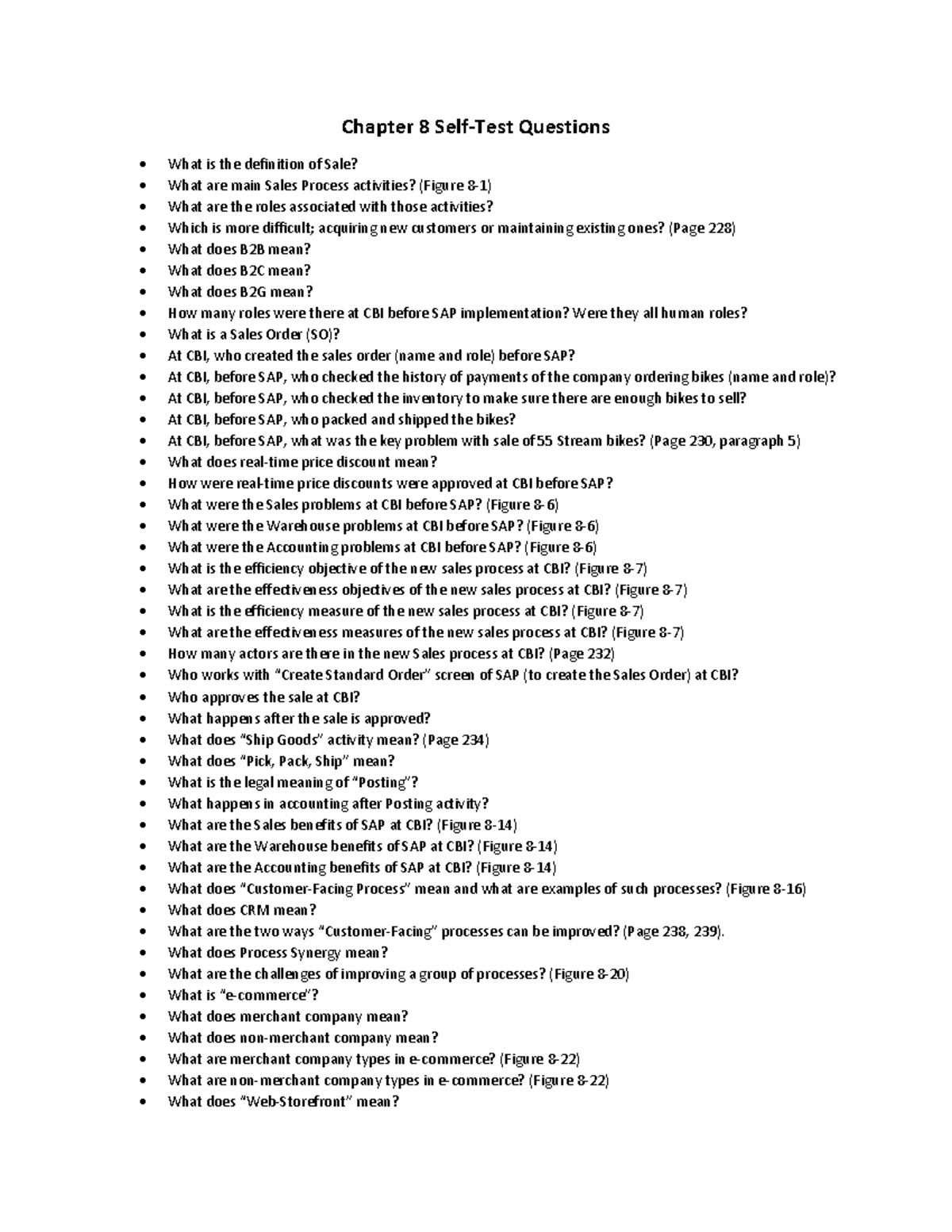 Chapter 8 Self-Study Questions - • What is the definition of Sale ...