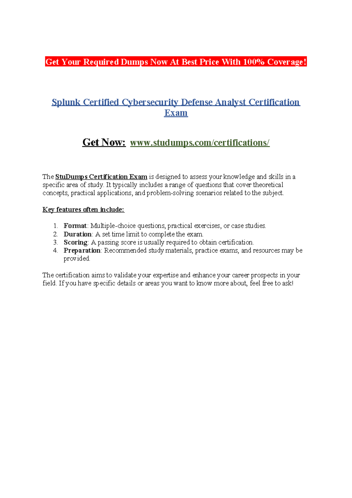 Splunk Certified Cybersecurity Defense Analyst Certification Exam - Get ...