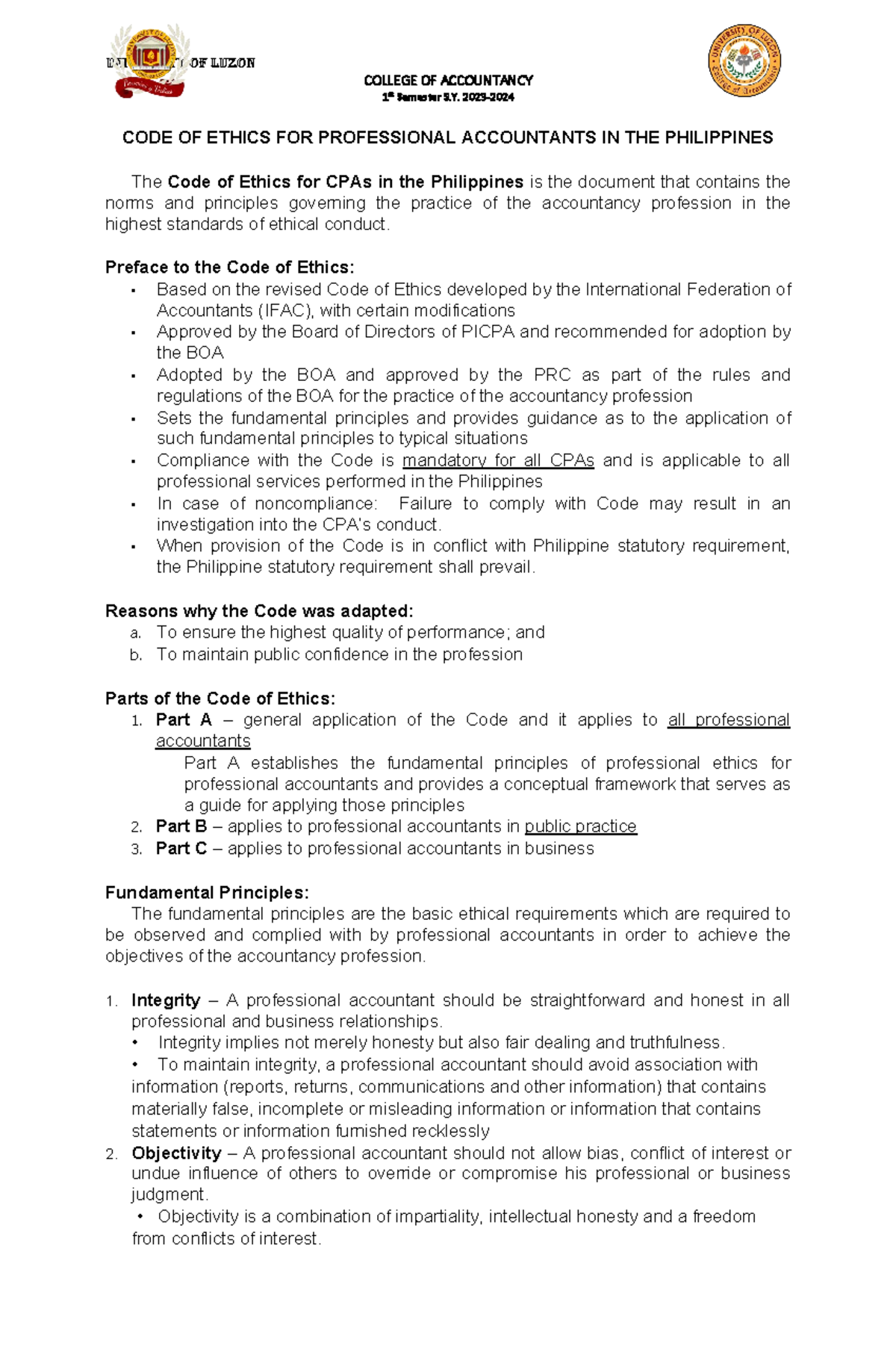 Code of Ethics for Professional Accountants in the Philippines ...