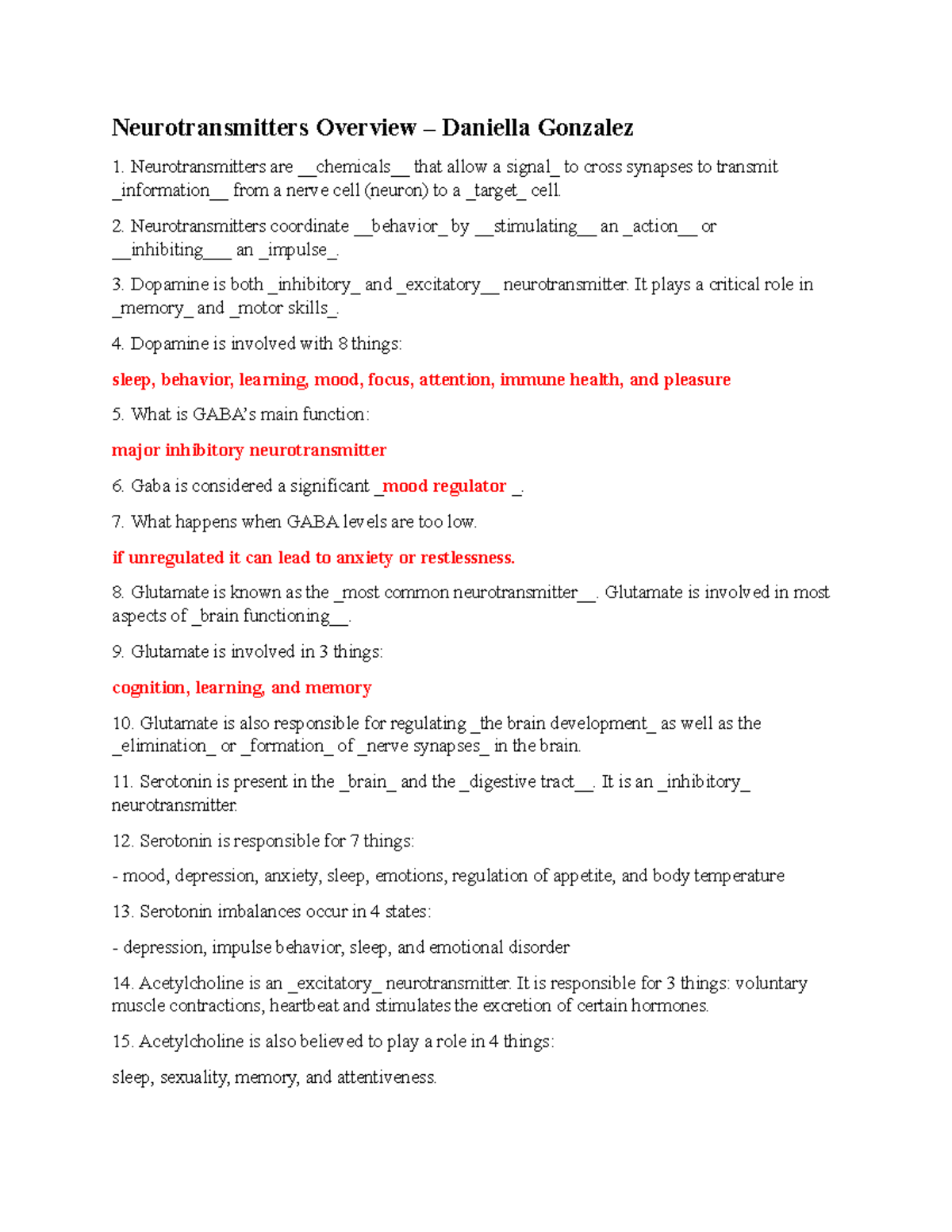 Neurotransmitters Completed study case - Neurotransmitters Overview ...