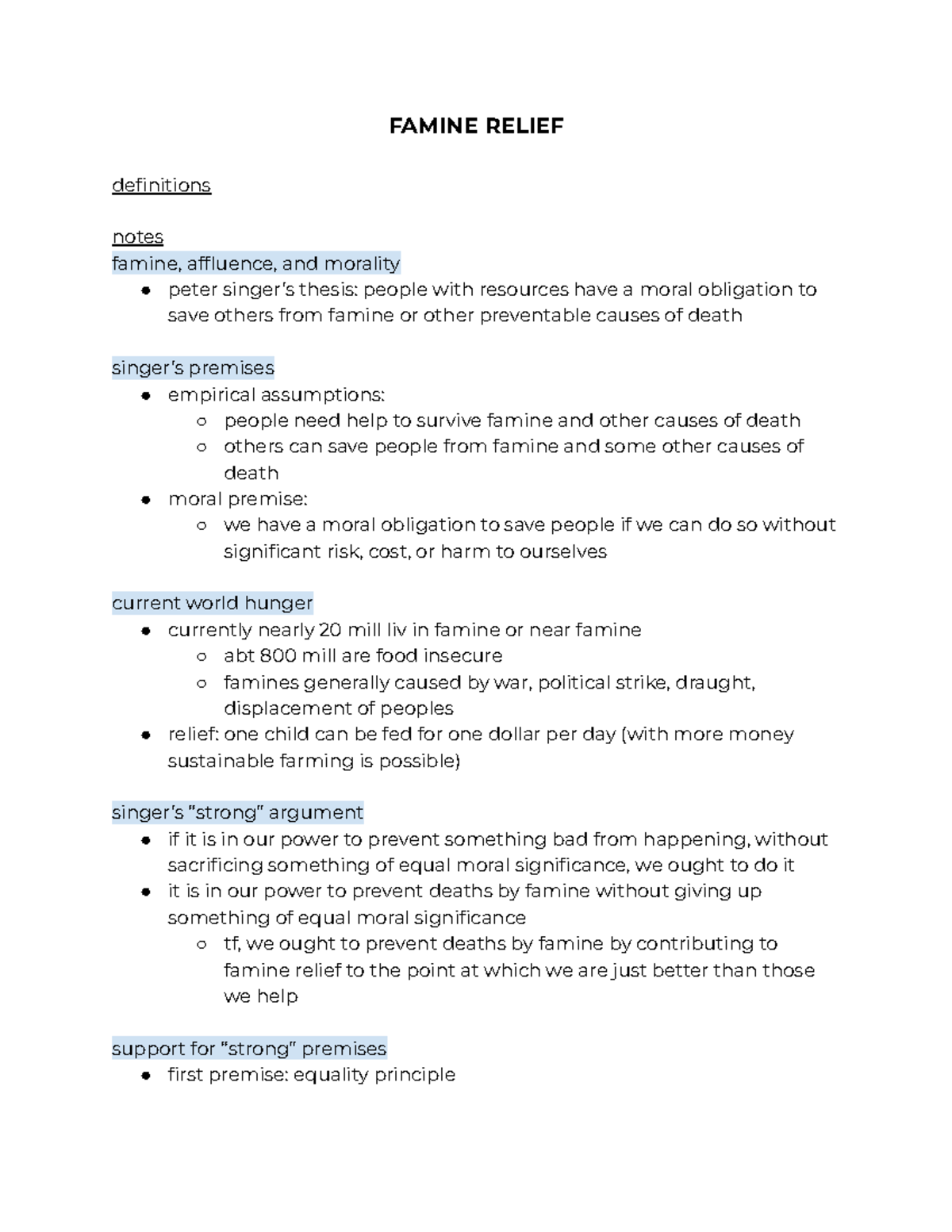 peter singer famine relief - FAMINE RELIEF definitions notes famine ...