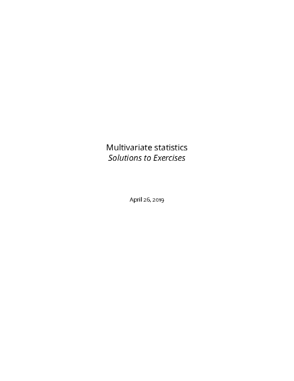 00 Solutions Exercises Multivariate Multivariatestatistics Solutions To Exercises April