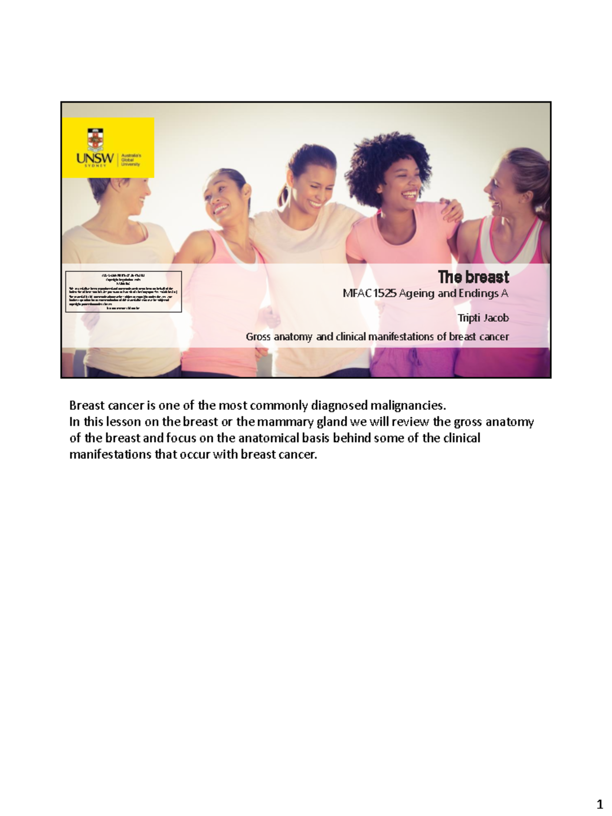 The breast notes - The breast MFAC1525 Ageing and Endings A Tripti ...