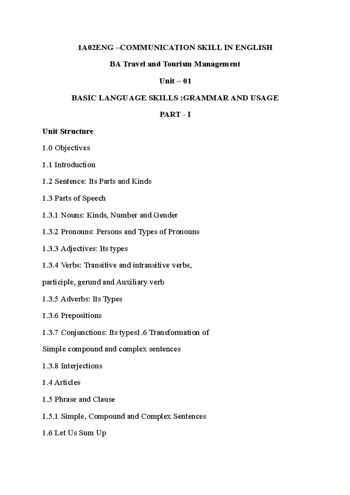 1A02ENG Module 01 - lecture note - 1A02ENG –COMMUNICATION SKILL IN ...