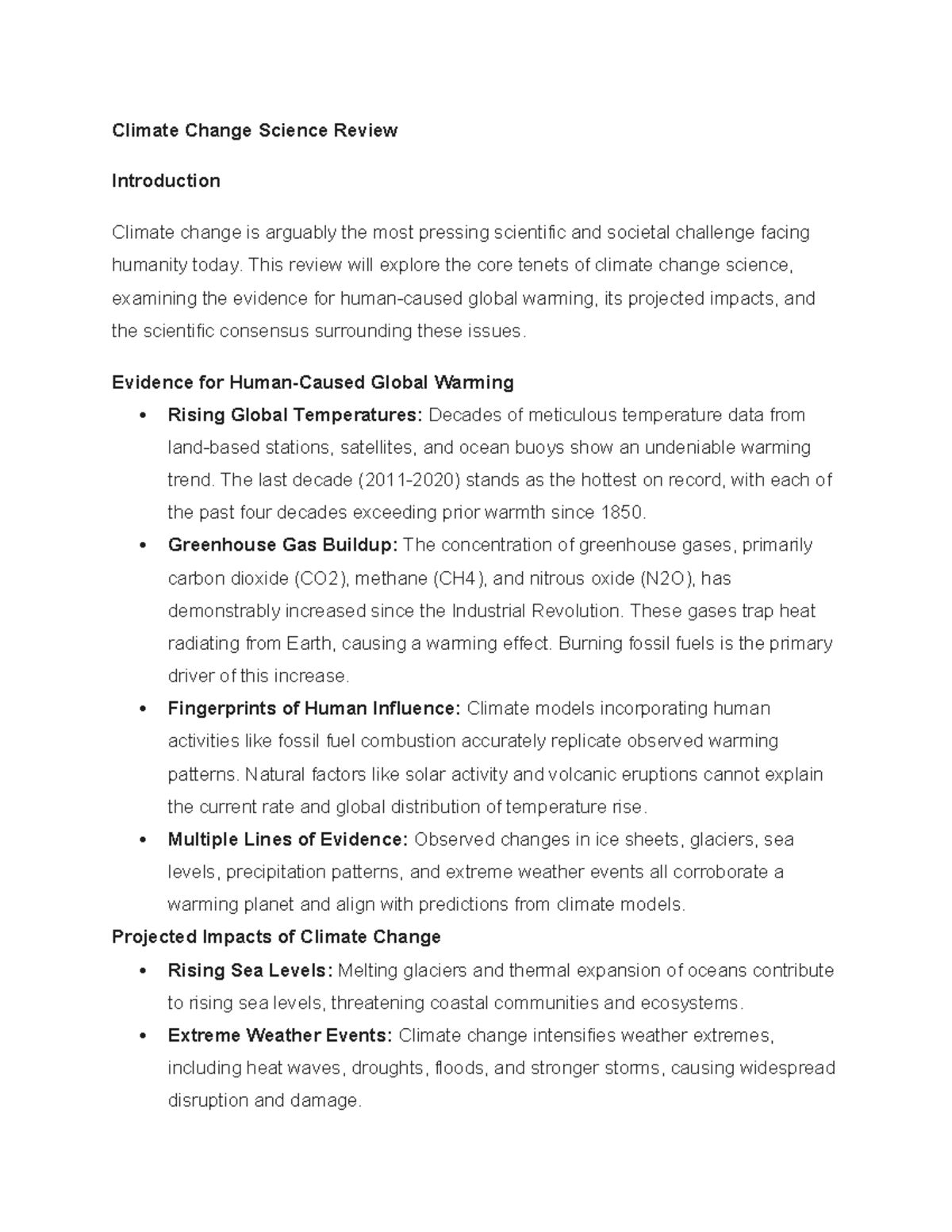 Science Reviewer 1 - Climate Change Science Review Introduction Climate ...
