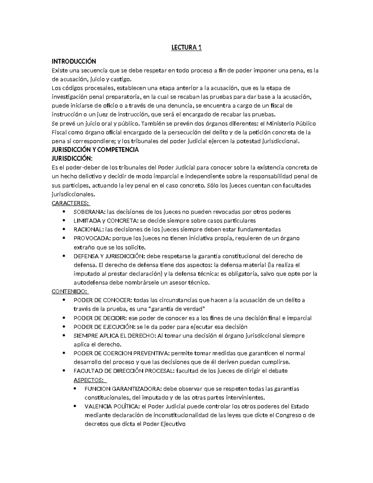 Modulo 1 Procesal Penal - LECTURA 1 INTRODUCCIÓN Existe una secuencia que se debe respetar en ...