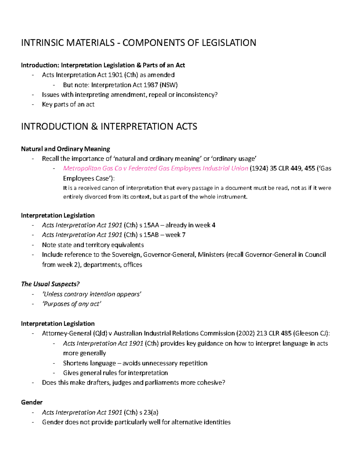 Interpreting THE LAW- WEEK 5 - INTRINSIC MATERIALS - COMPONENTS OF ...
