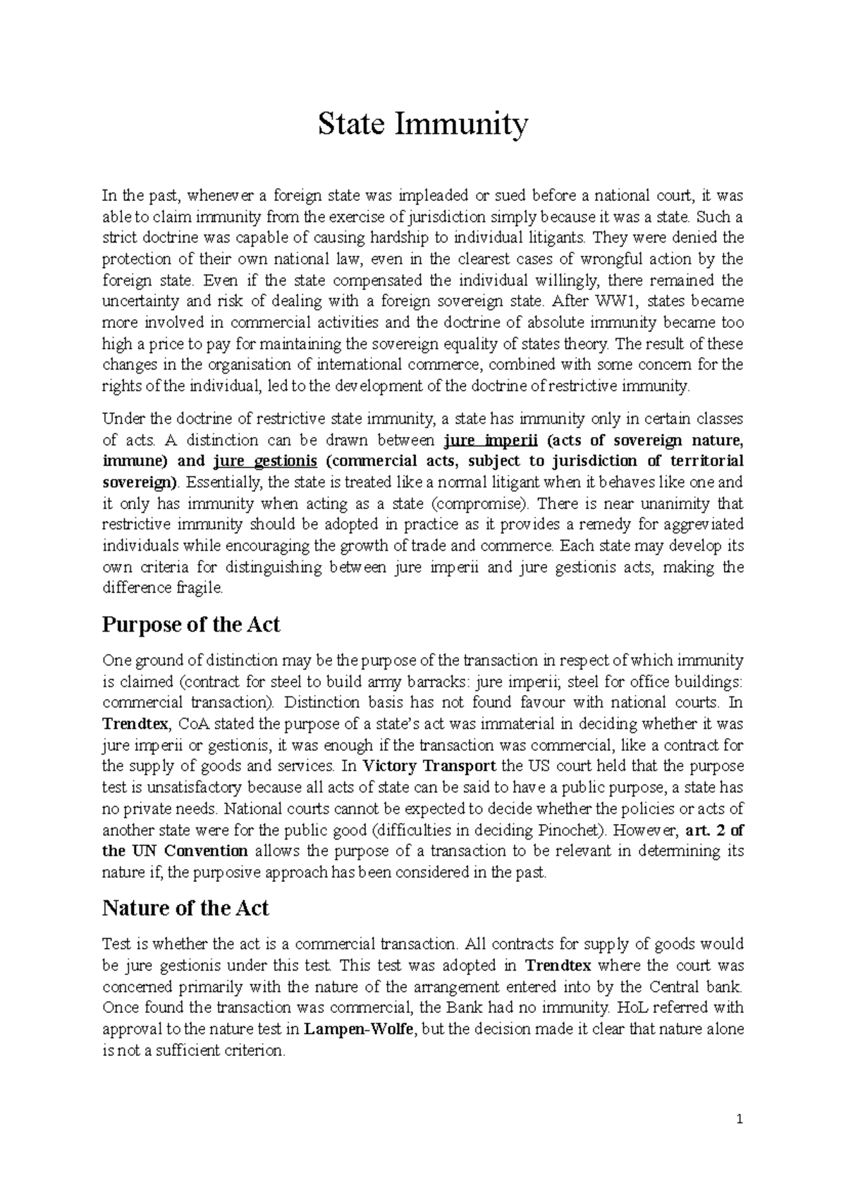 State Immunity Chapter Summary - State Immunity In the past, whenever a ...