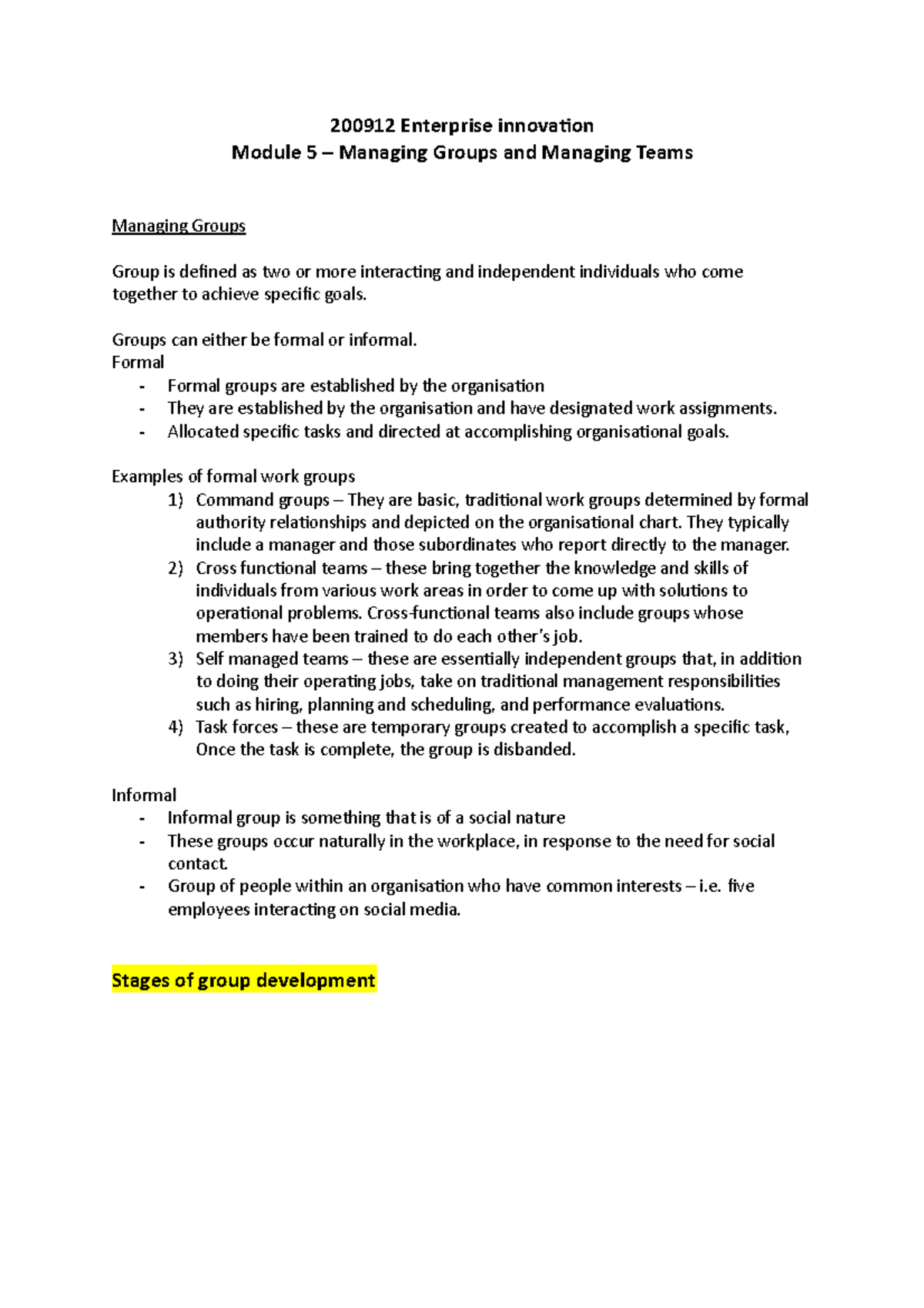 Module 5 Lecture Notes - Managing Groups and Managing Teams - 200912 ...