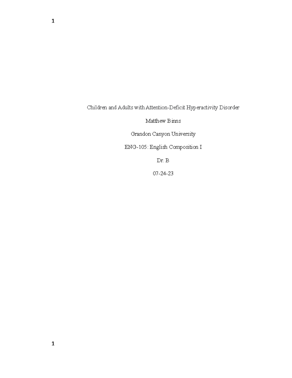 Draft - Children and Adults with Attention-Deficit Hyperactivity ...