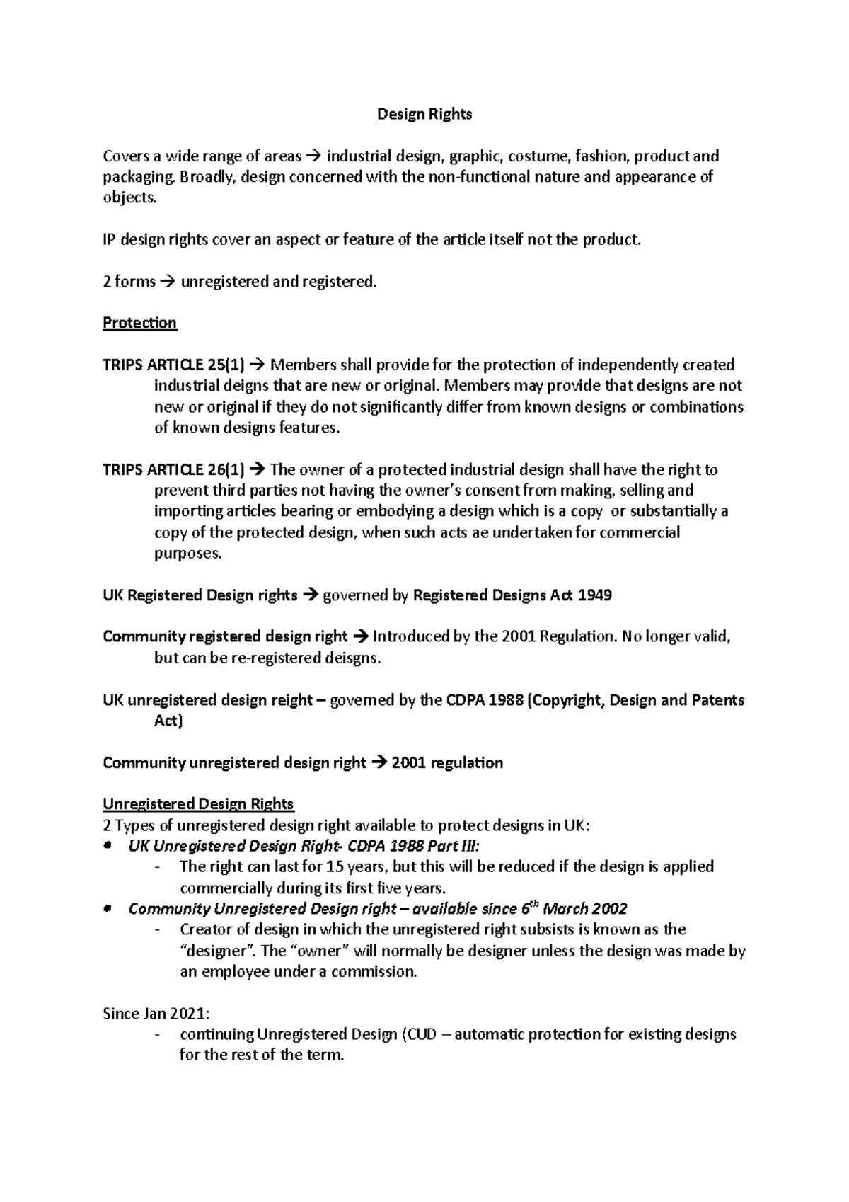 Design Rights revision - Design Rights Covers a wide range of areas ...