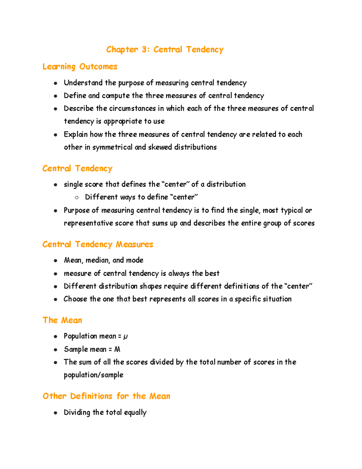 Chapter 3 Central Tendency - Chapter 3: Central Tendency Learning ...