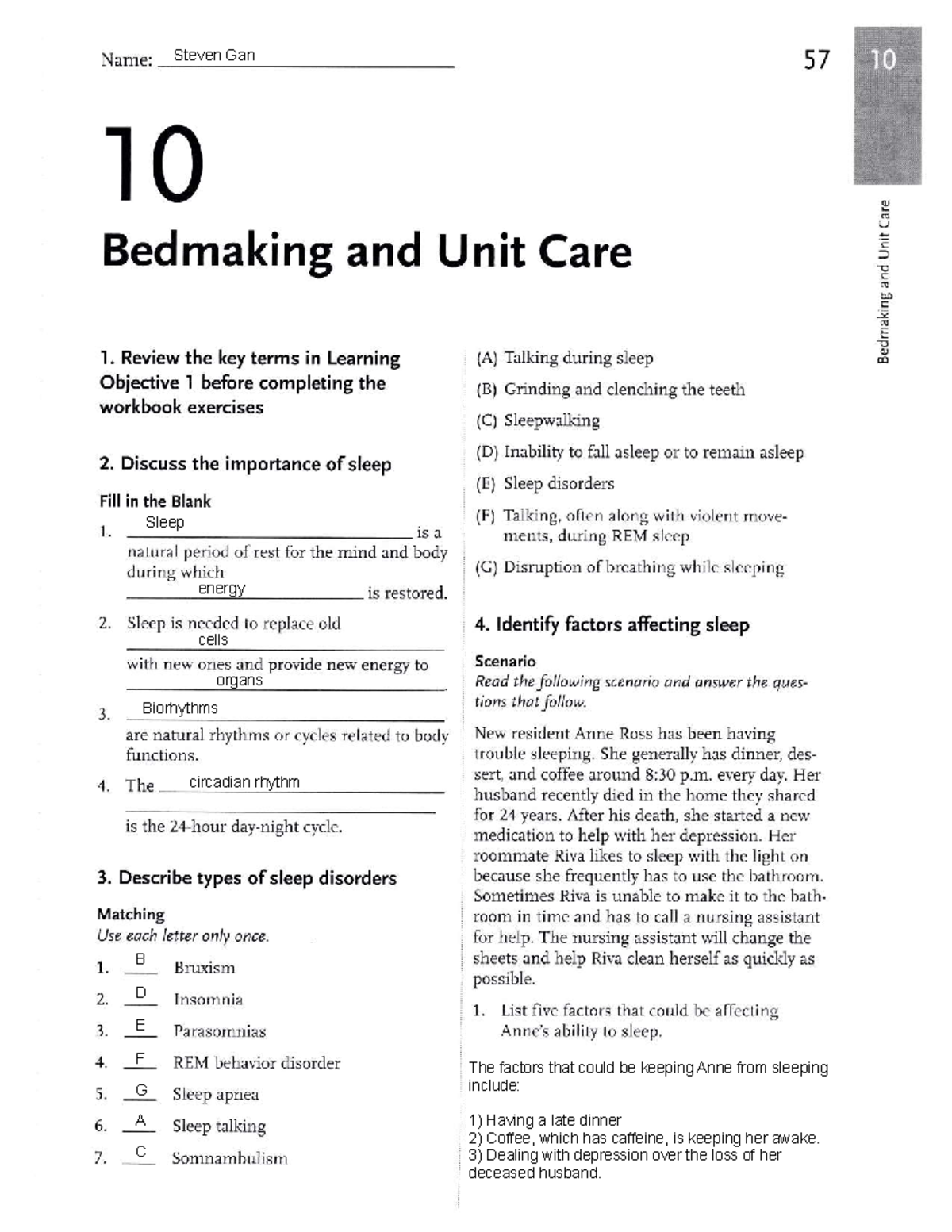 Work Book Exercises Chapter 10 Pdf I I Name I Review The Key Terms