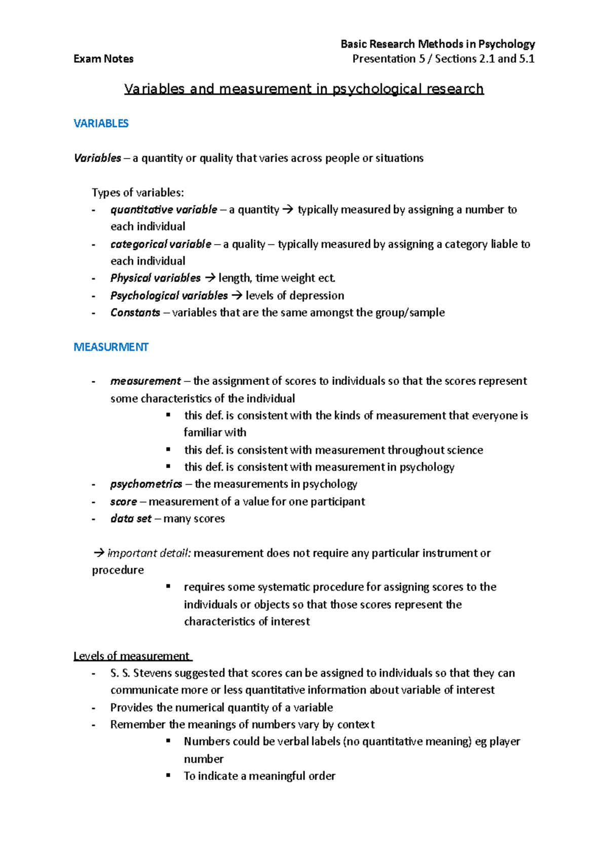 Topic 5- Variables and Measurments - Exam Notes Presentation 5 ...
