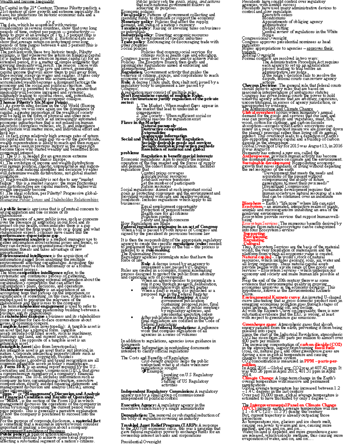 Final Exam Study Guide - Wealth and Income Inequality In Capital in the ...