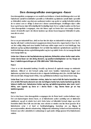 10. Den demografiske overgangsmodellen - S. 236 i boka Den demografiske ...