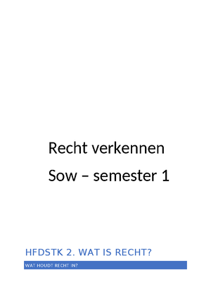 Deel 1 Wat is recht - DEEL 1 Wat is recht? Hoofdstuk 1 Kenmerken en ...