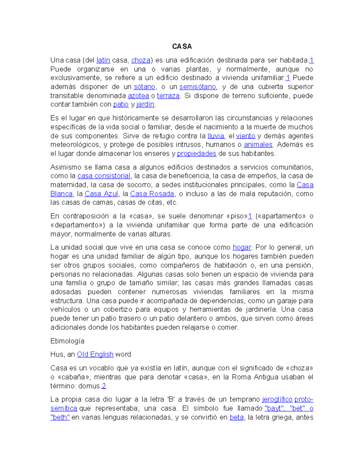 CASA - proyecto sobre partes de la casa - CASA Una casa (del latín casa ...