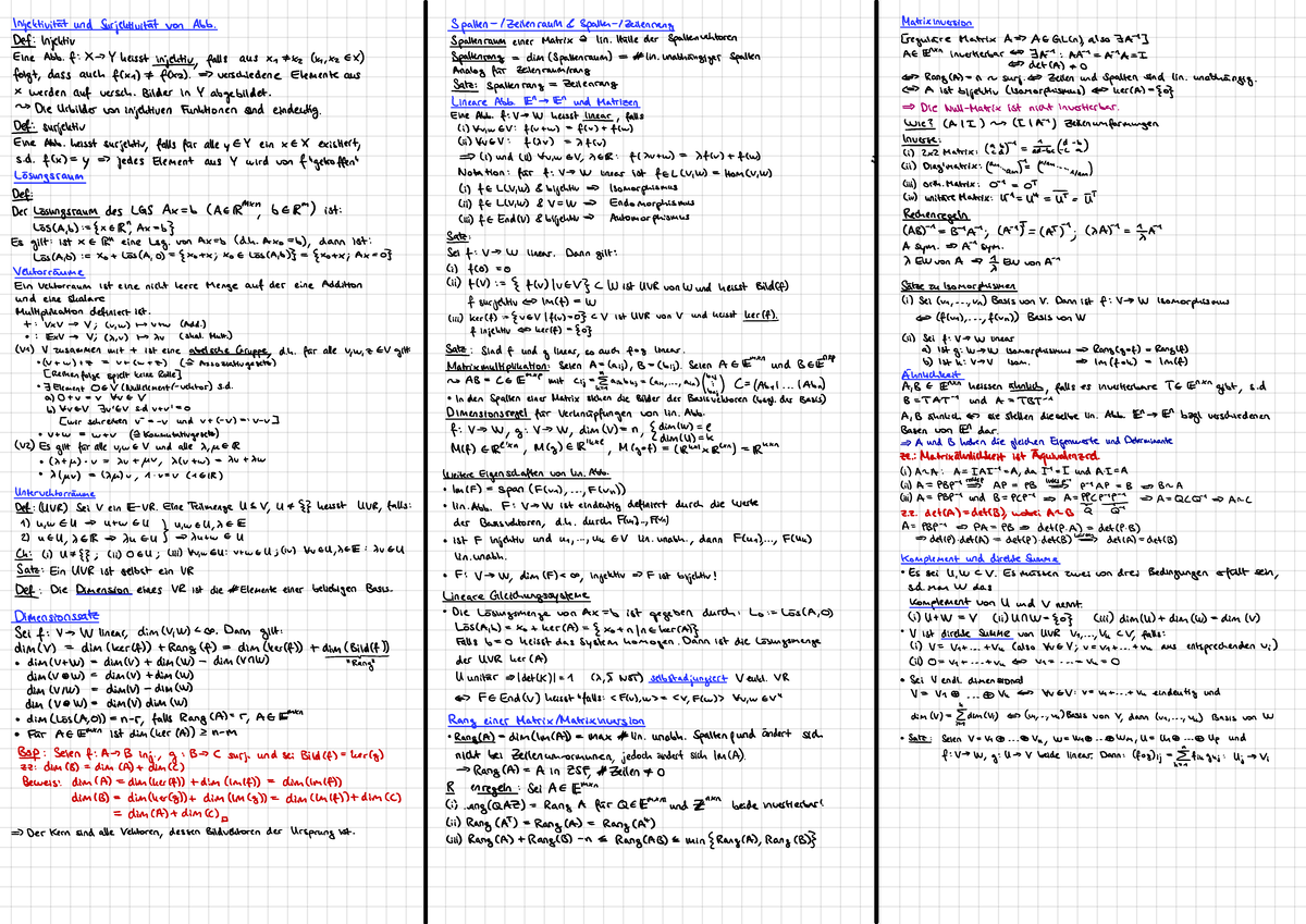 Lin Alg-3 - Serie 3 - Lineare Algebra - Studocu