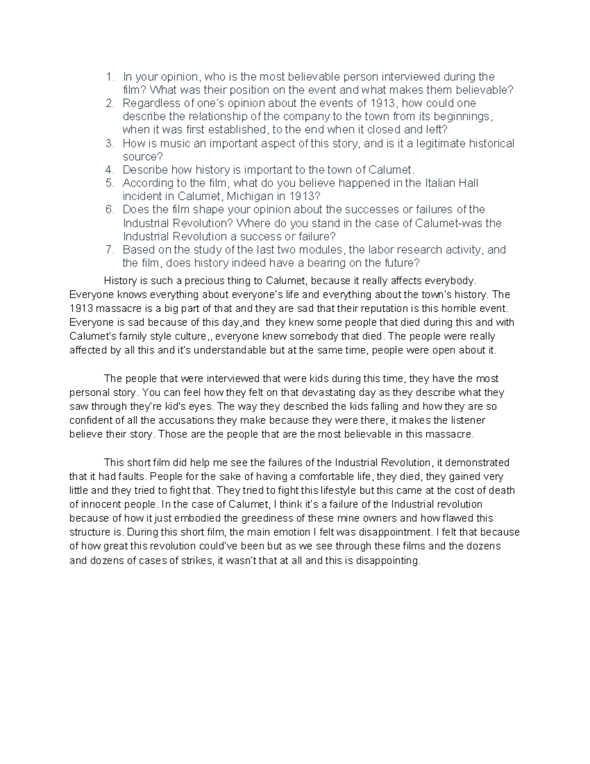 1913 Massacre - 1. In your opinion, who is the most believable person ...