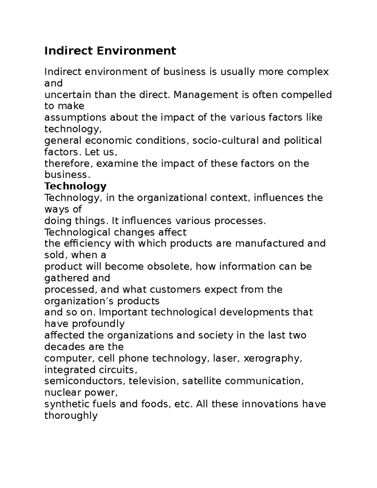 Indirect Environment - Indirect Environment Indirect environment of ...