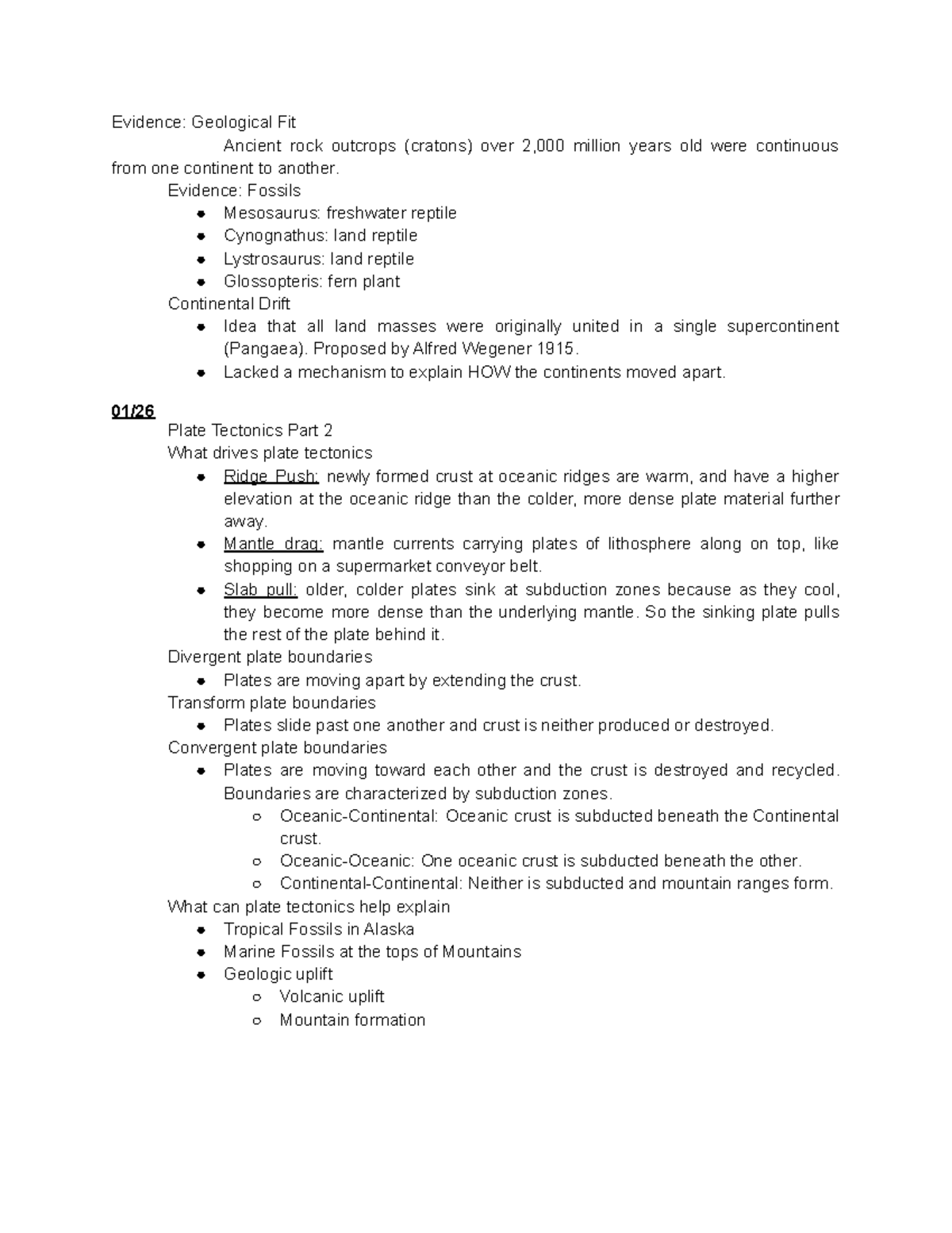 ISP 203A Notes copy - Evidence: Geological Fit Ancient rock outcrops ...