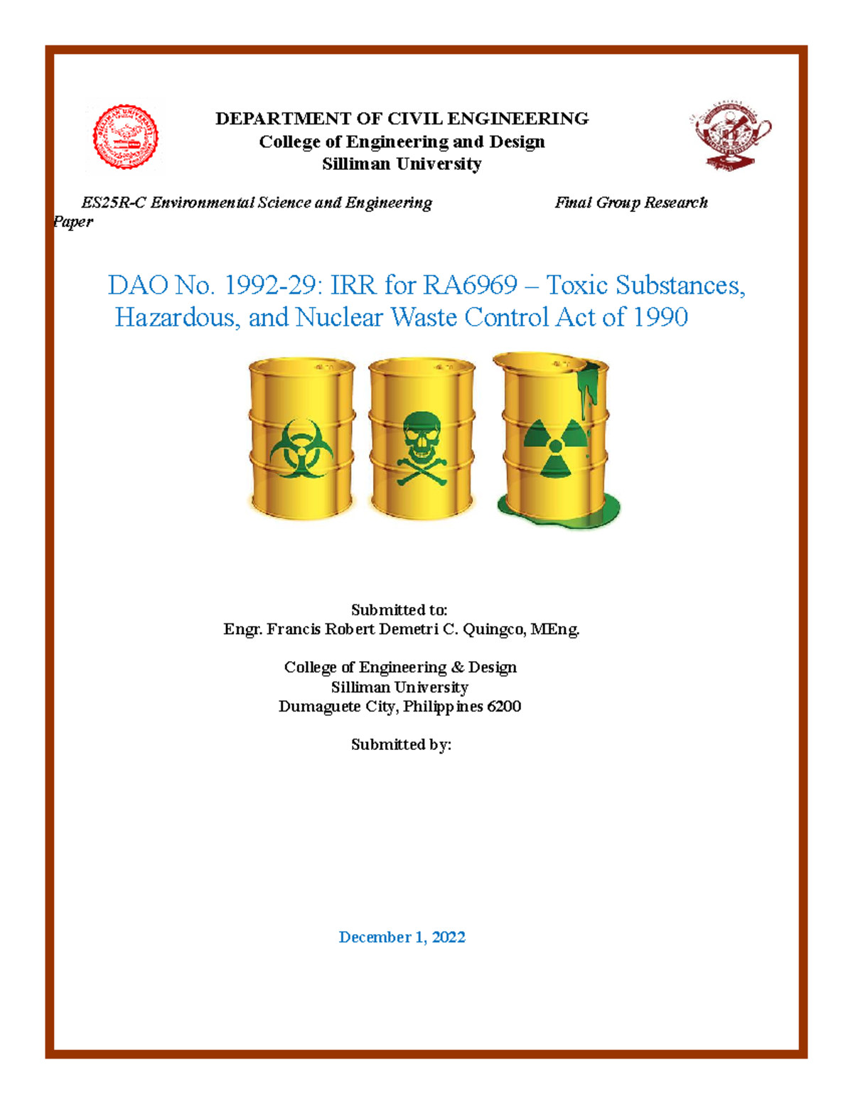 Group 5 Research Paper 2 - DEPARTMENT OF CIVIL ENGINEERING College of ...