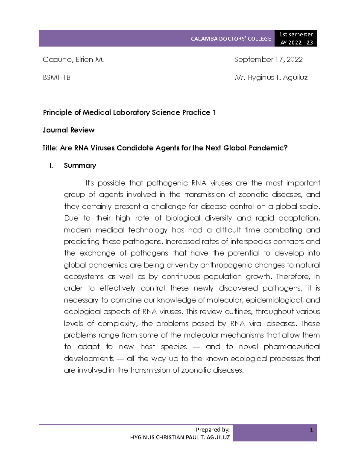 Prelim - Journal Review #2 - Capuno, Elrien M. September 17, 2022 BSMT ...