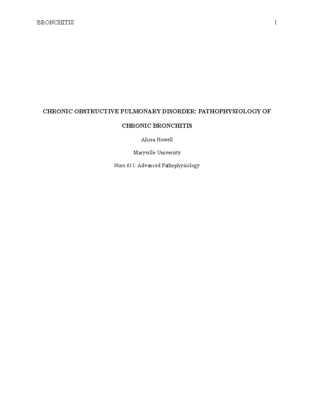 Chronic bronchitis and copd - CHRONIC OBSTRUCTIVE PULMONARY DISORDER ...