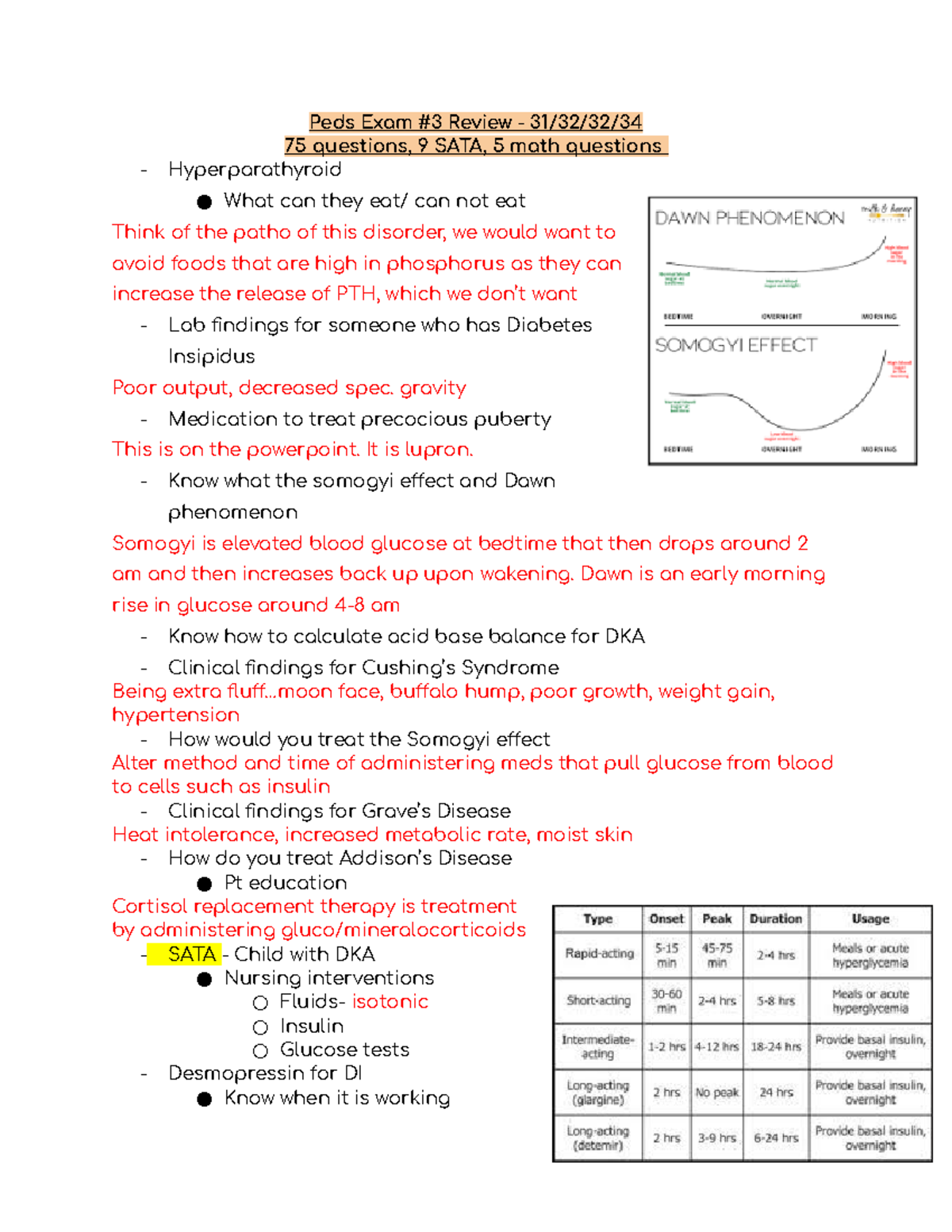 Rojas annotated study guide 2 - Peds Exam #3 Review - 31/32/32/ 75 ...