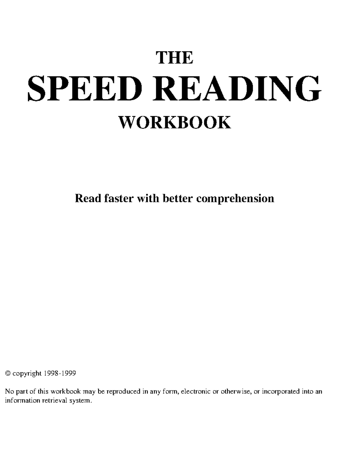 Speedreading - Reading - THE SPEED READING WORKBOOK Read faster with ...
