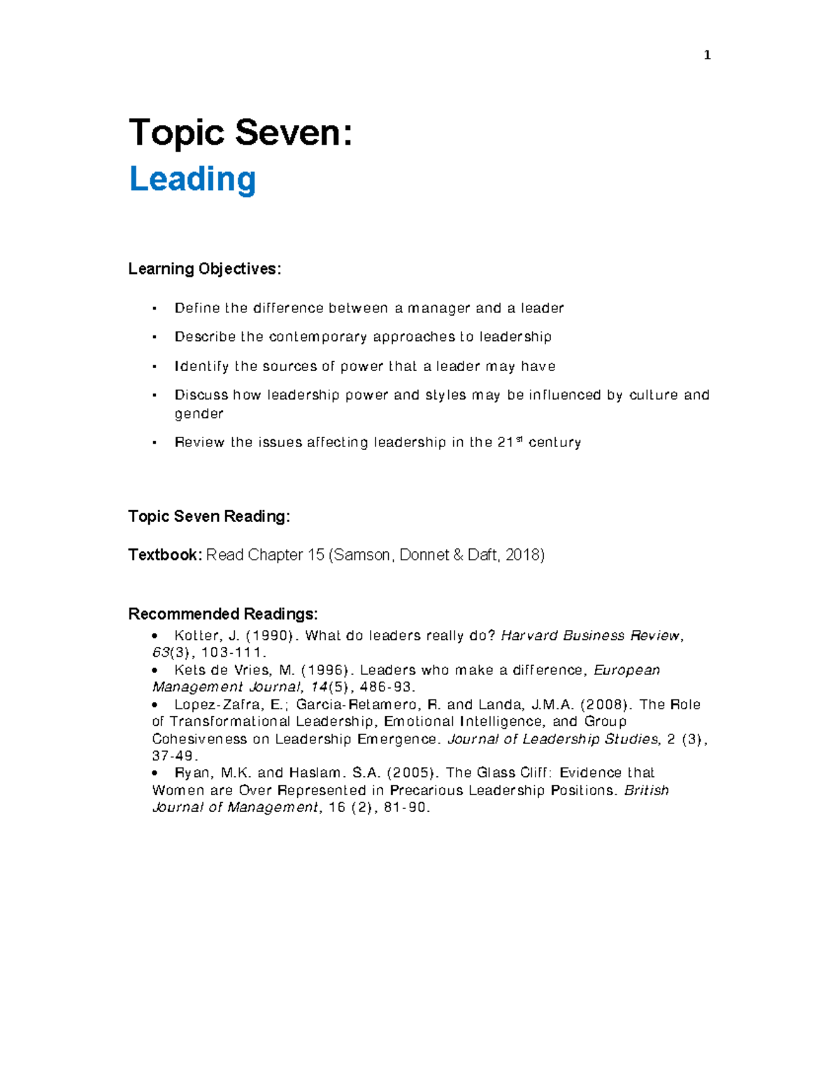 Topic 7 - this is week 7 lecture notes and slides - Topic Seven ...